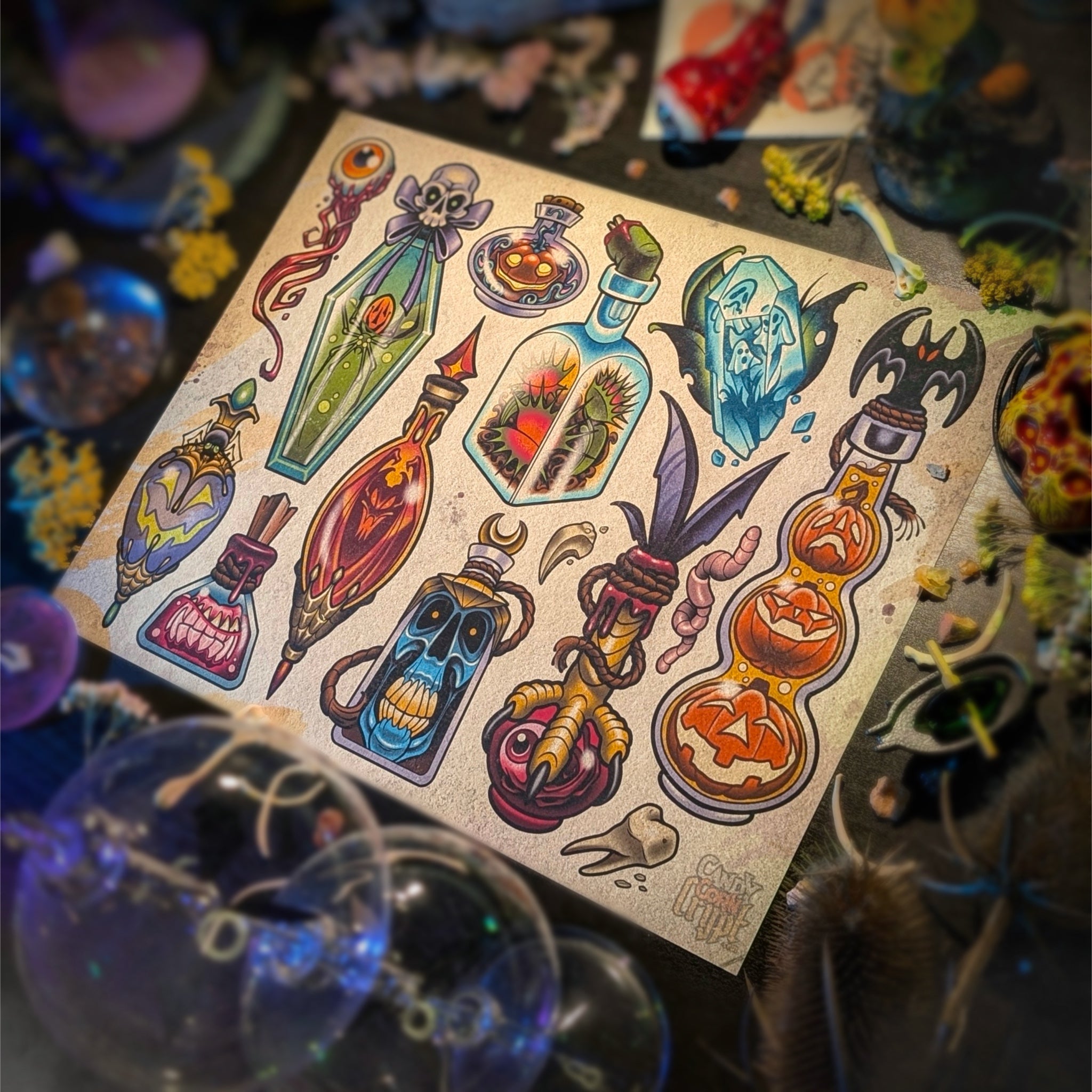 Autumn Apothecary Tattoo Flash Print – candycorncrypt
